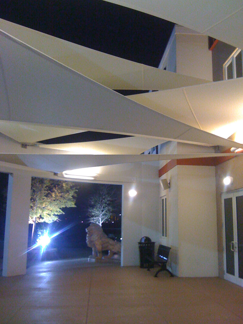 Sail Shade Structures with Night Lighting | Shade Systems